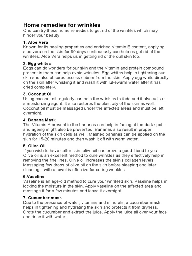 Home Remedies For Wrinkles | PDF | Wrinkle | Foods