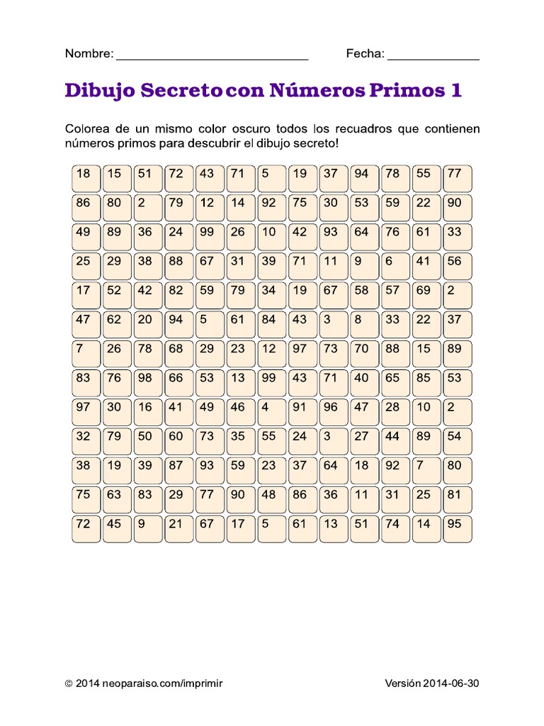 Dibujos Secretos Numeros Primos | PDF