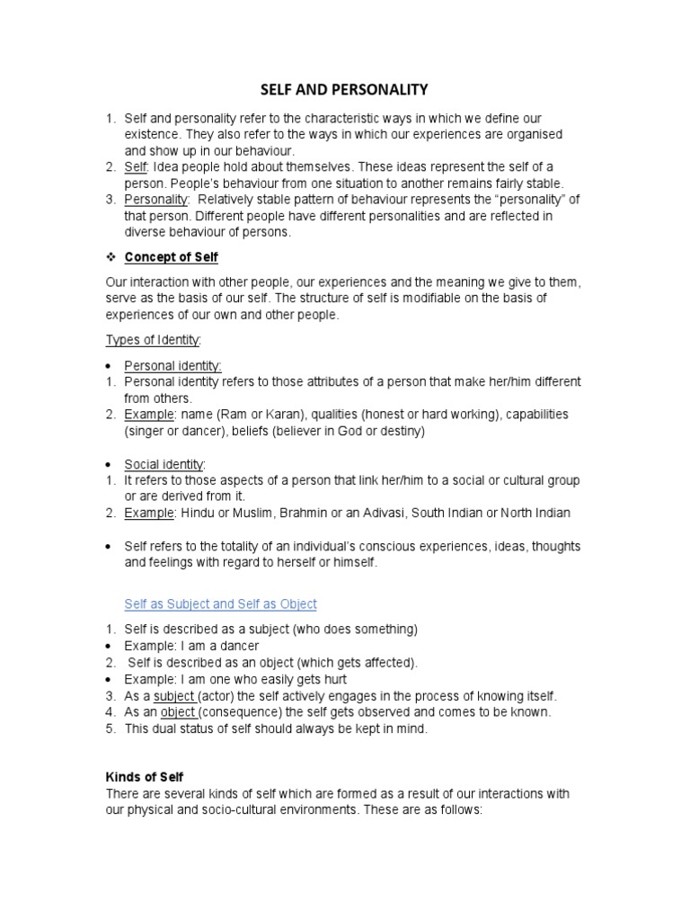 Self and Personality | PDF