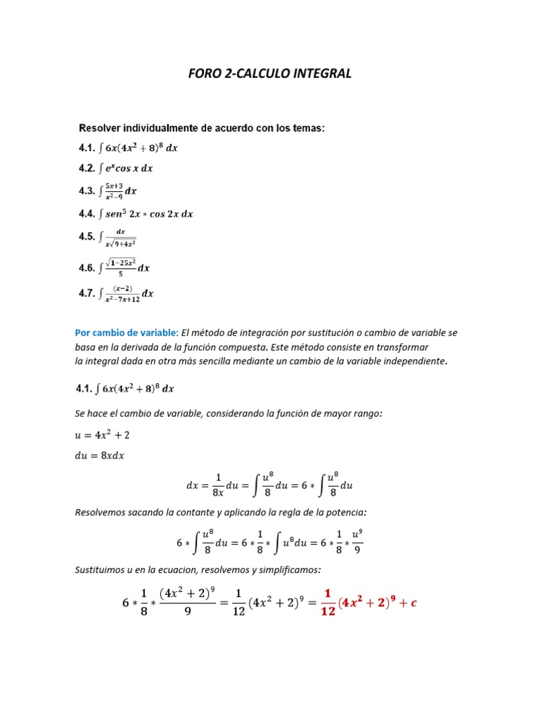 Foro 2-Calculo Integral | PDF | Integral | Análisis matemático