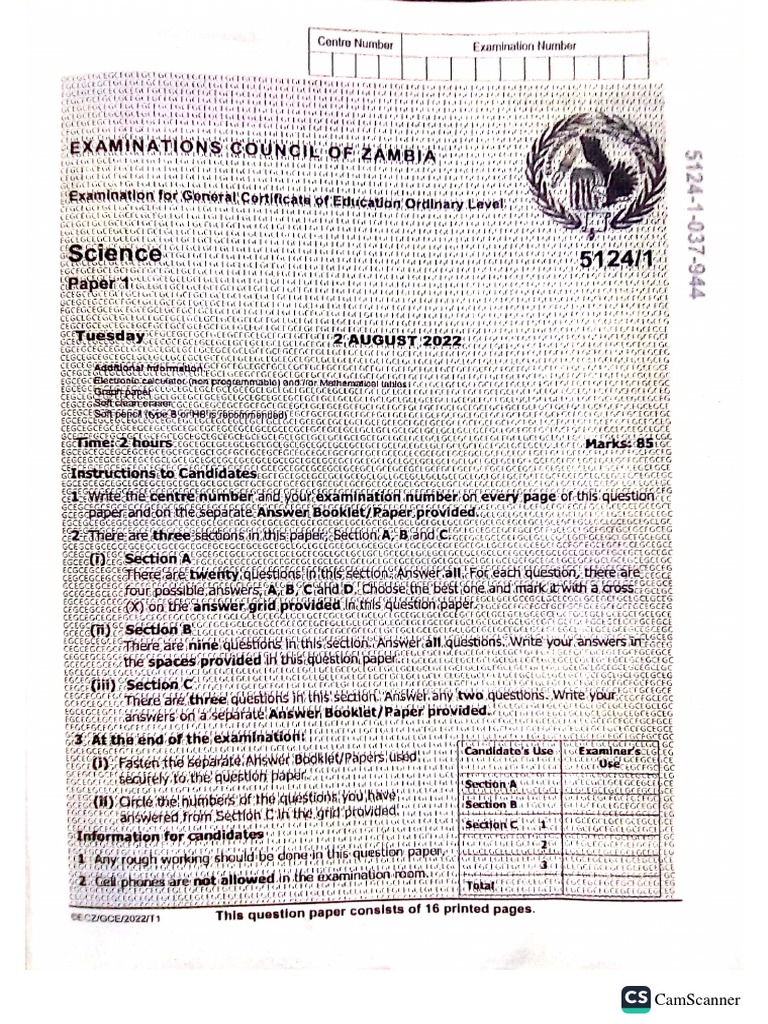Science P1 Ecz 2022gce | PDF