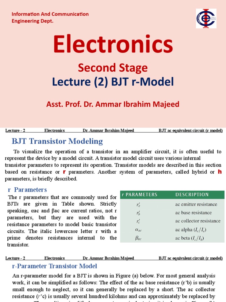Lecture 2 - BJT R Model | PDF | Bipolar Junction Transistor | Transistor
