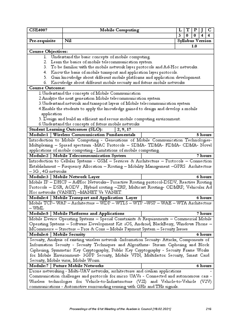 Cse4007 - Mobile-Computing - Eth - 1.0 - 37 - Cse4007 - 61 Acp | PDF | Computer Network ...