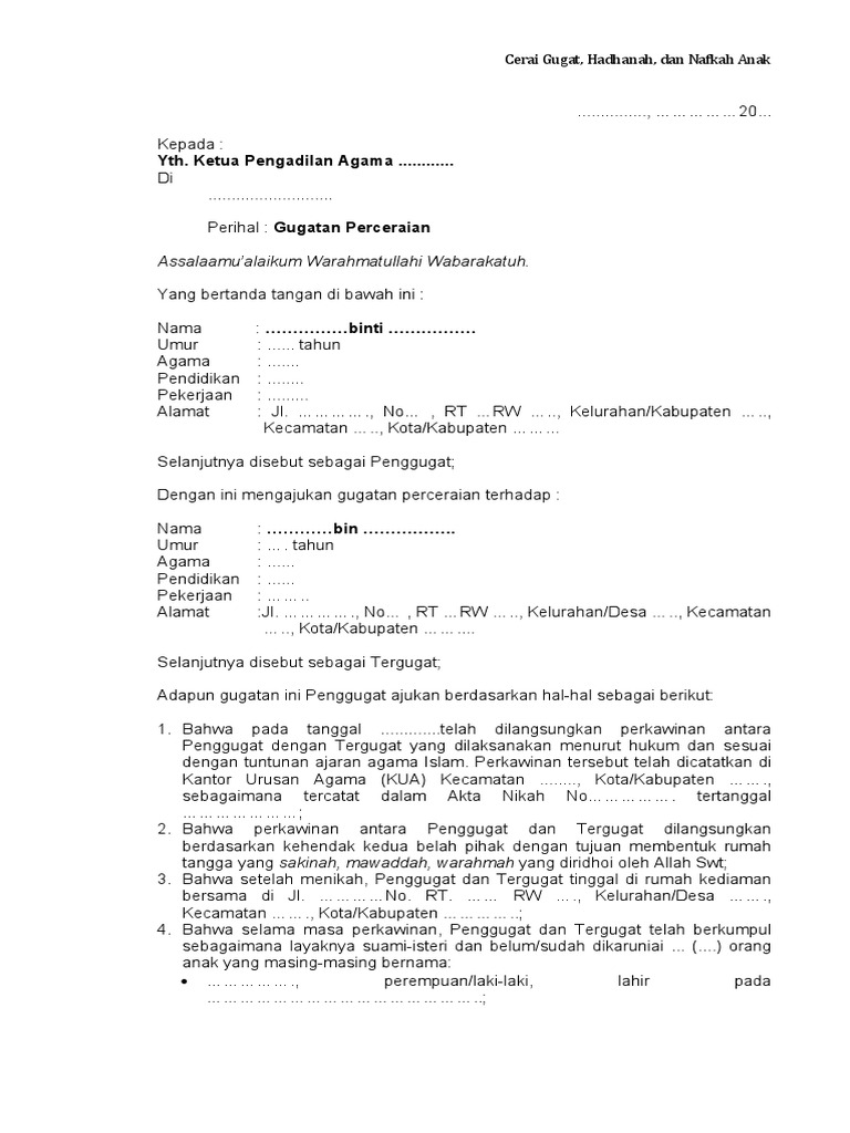 Surat Gugatan Dan Permohonan | PDF