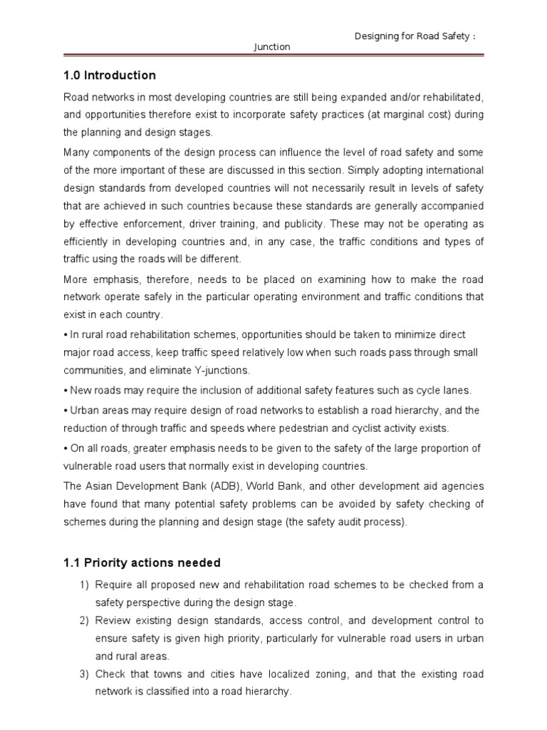 Road Junction Safety Design Guidelines | PDF | Interchange (Road) | Traffic