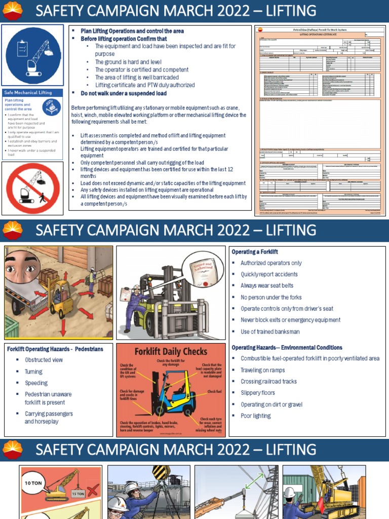 03.safety Campaign March 2022 - Lifting | PDF | Elevator | Forklift