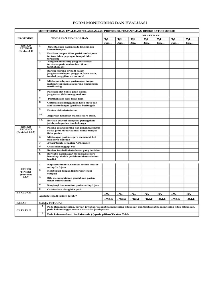 Form Monitoring Dan Evaluasi | PDF