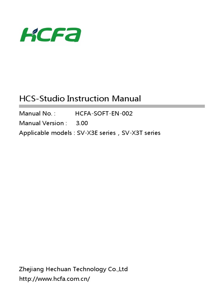HCS-Studio Instruction Manual | PDF | Power Supply | Electric Motor