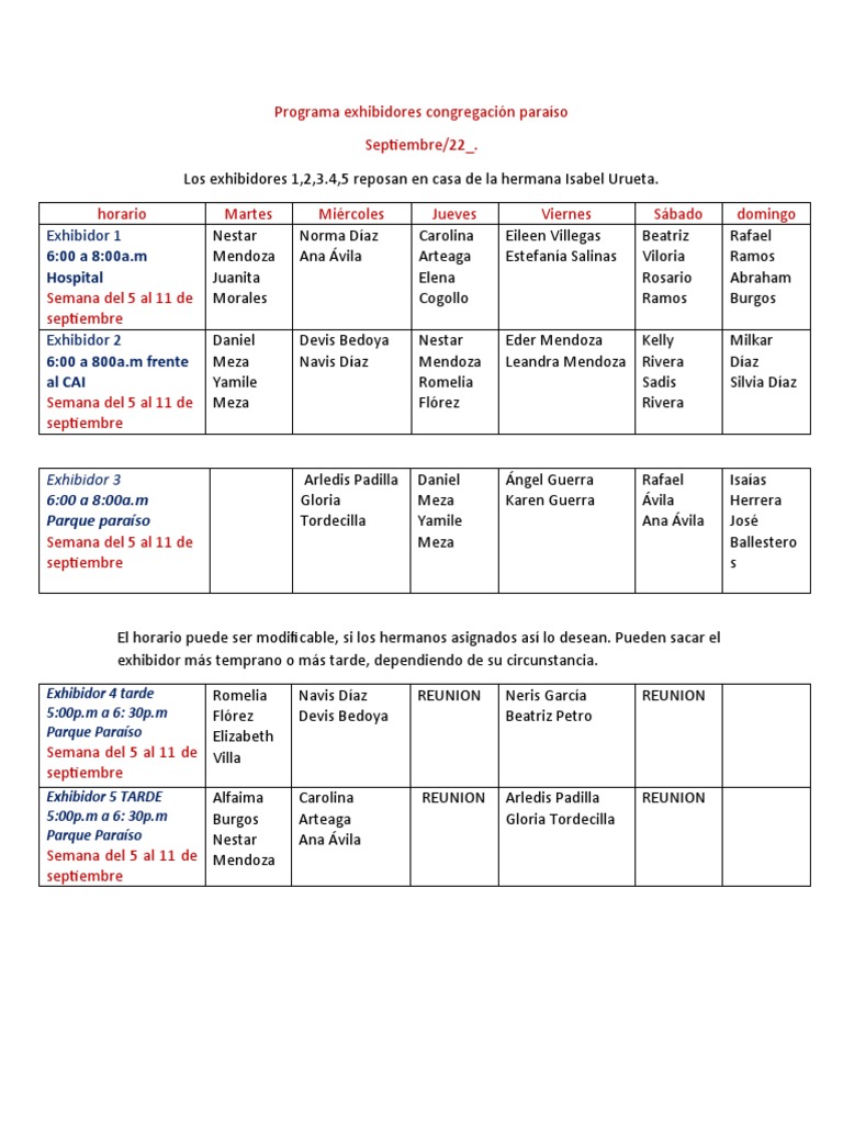 Programa Exhibidor Septiembre | PDF