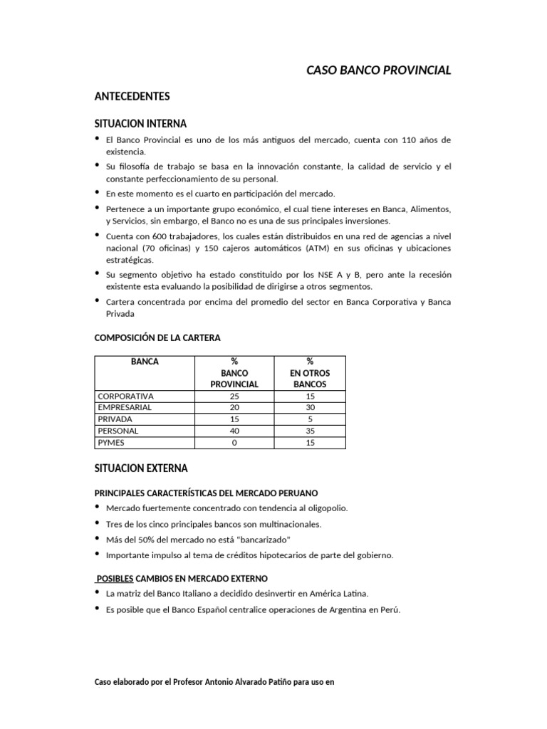 Caso Banco Provincial | PDF | Bancos | Pequeñas y medianas empresas
