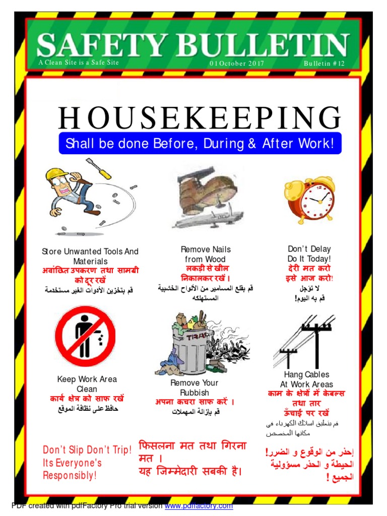 Safety Bulletin # 12 Housekeeping | PDF