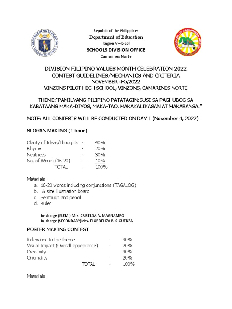 Division FVM 2022 Guidelines and Mechanics | PDF | Philippines