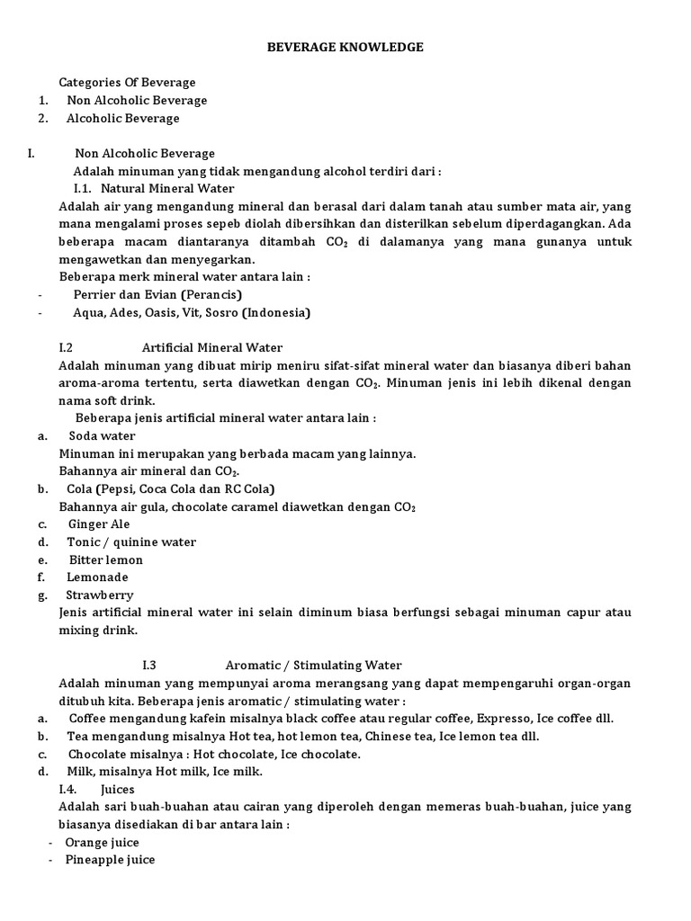 Beverage Knowledge | PDF