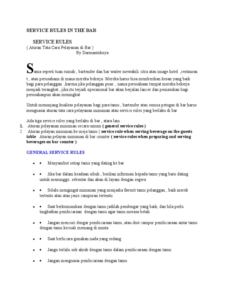 Service Rules in The Bar | PDF