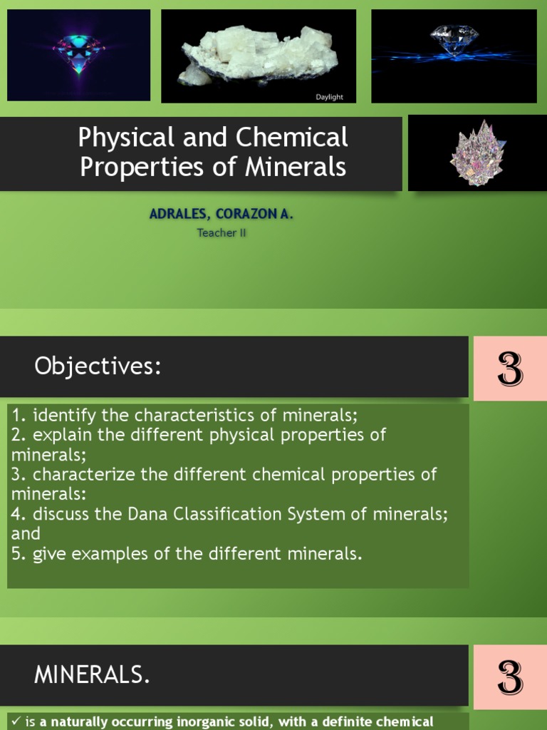 Physical and Chemical Properties of Minerals | PDF | Minerals | Rock ...