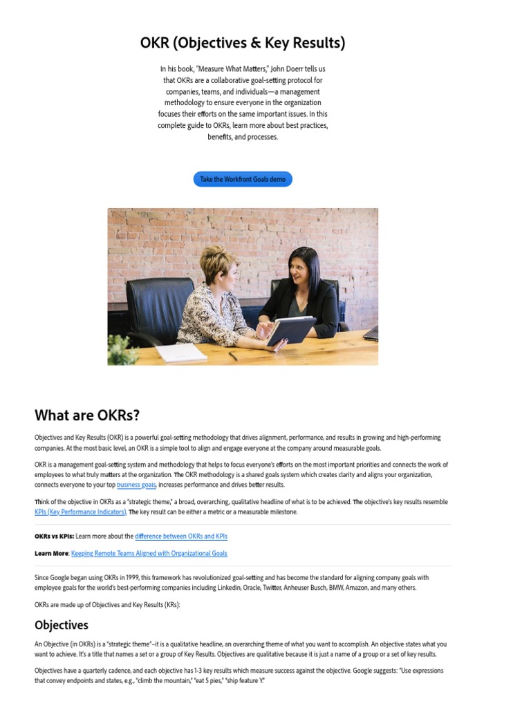What Are OKRs OKR Process & Best Practices Adobe Workfront | PDF ...