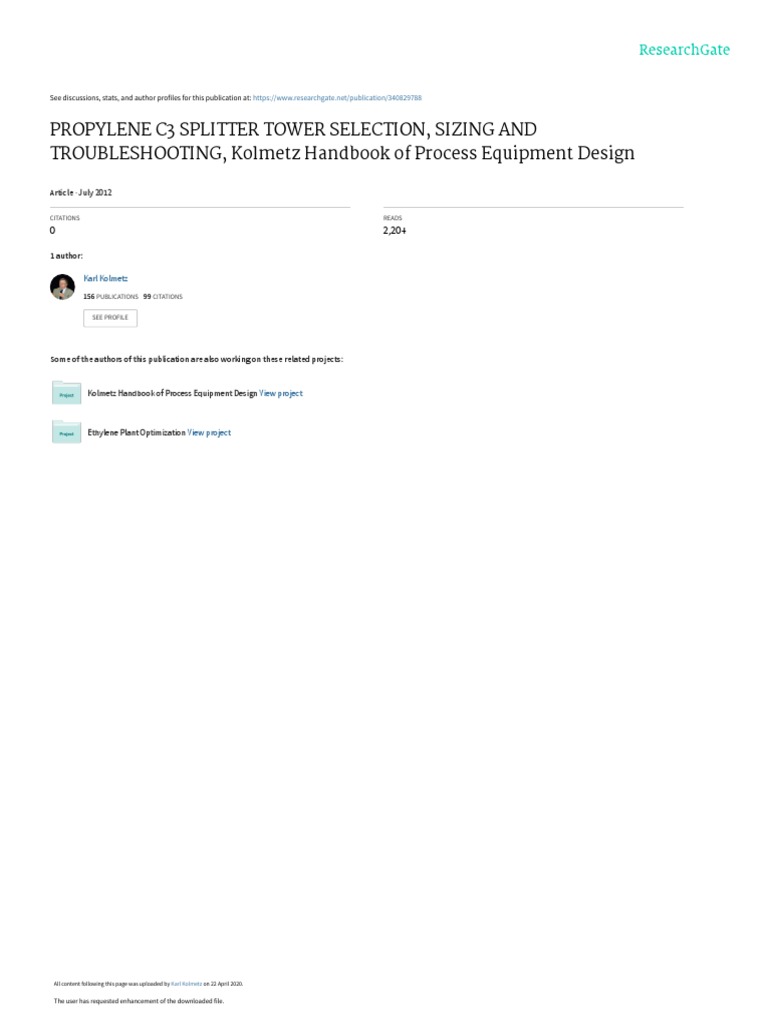 ENGINEERING DESIGN GUIDELINES Propylene C3 Splitter Rev1.2web | PDF
