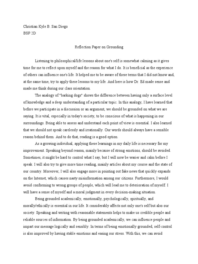 Reflection Paper 1 On Grounding | PDF | Morality | Reason