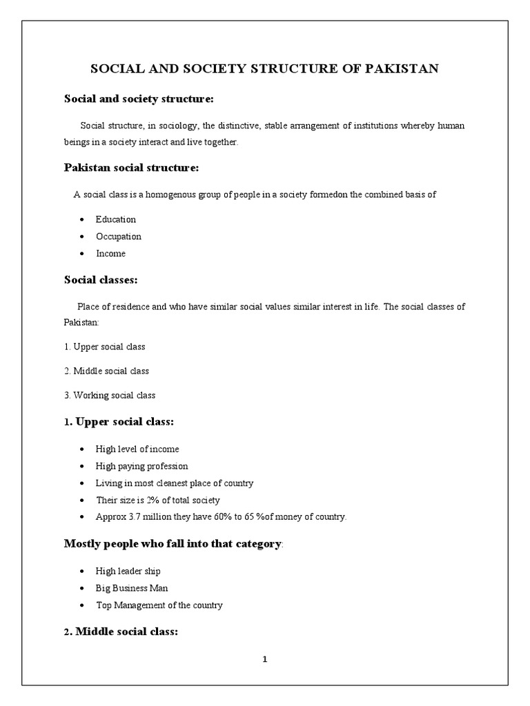 Social and Society Structure of Pakistan | PDF | South Asia