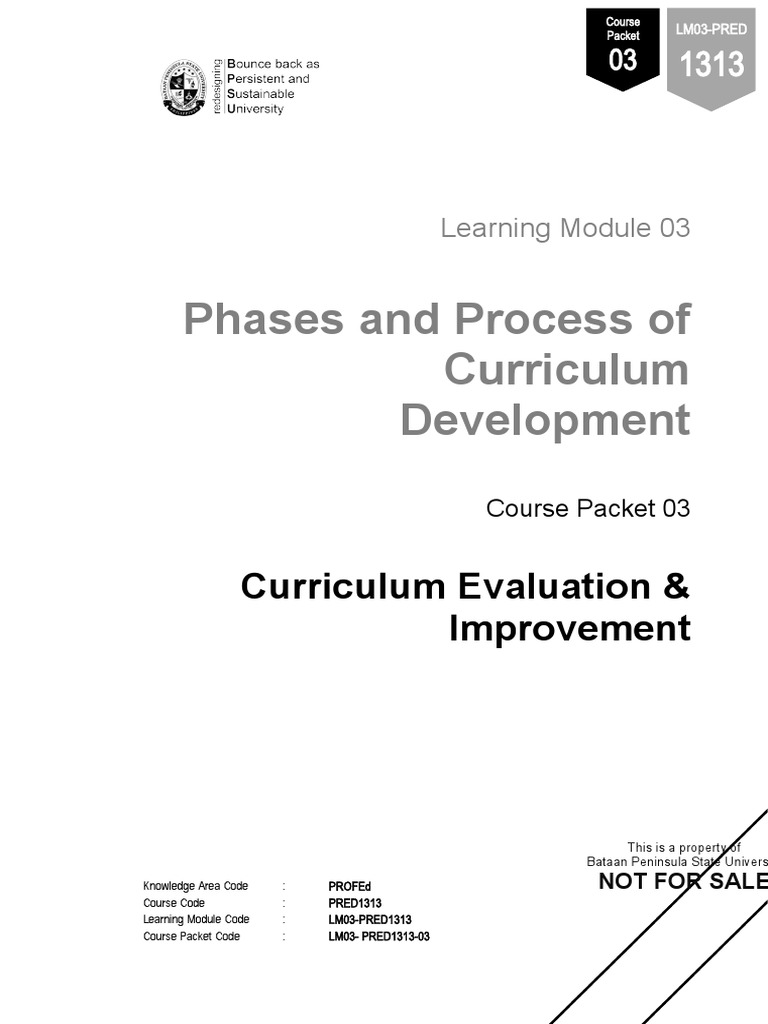 Learning Packet - Curriculum Evaluation and Improvement | PDF | Curriculum | Evaluation