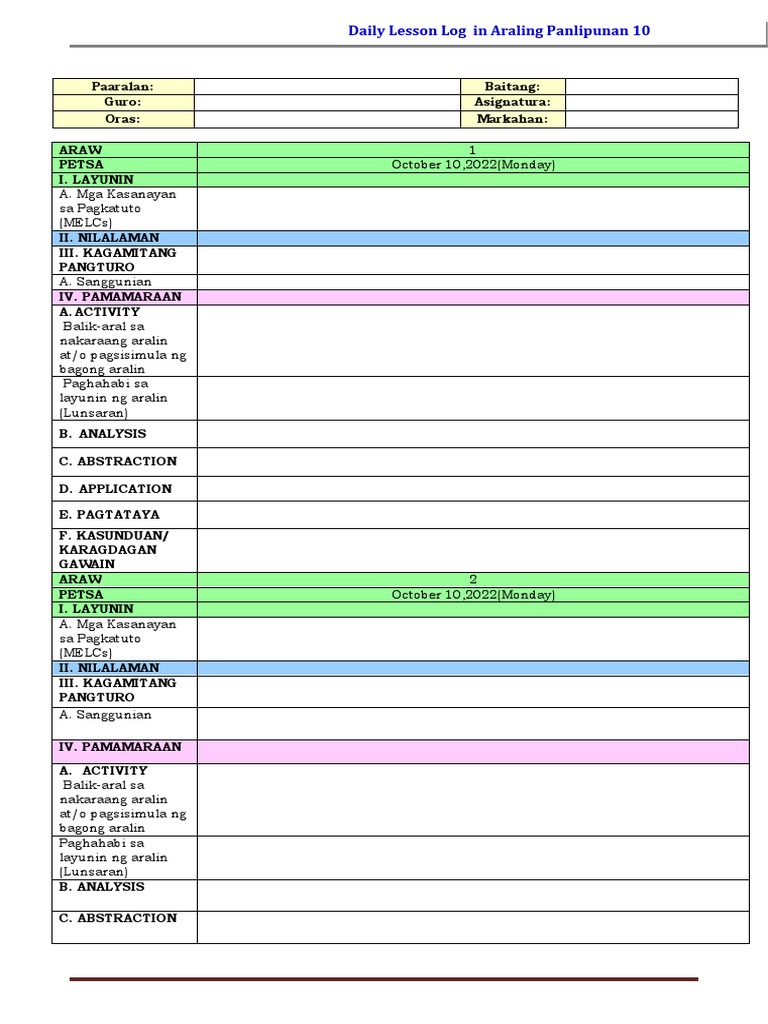 Daily Lesson Log in Araling Panlipunan 10 | PDF