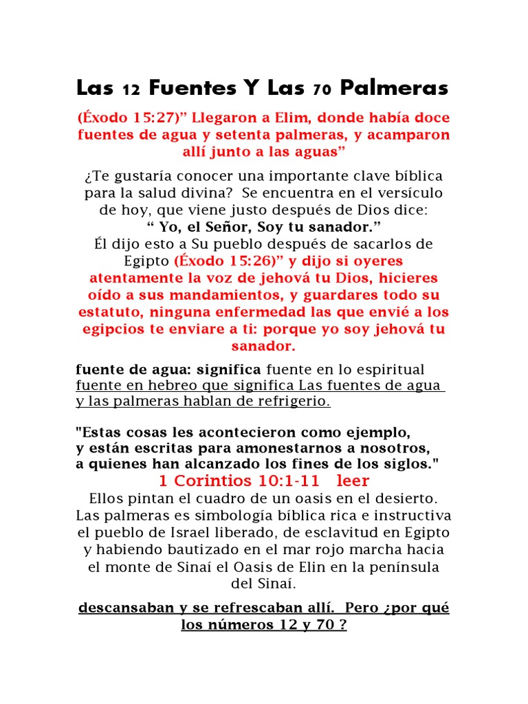 Significado de Elim: 12 Fuentes y 70 Palmeras | PDF | Libro del éxodo ...