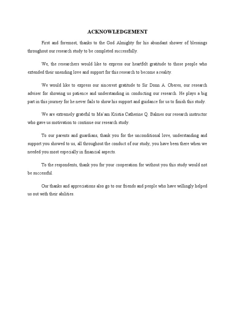 ACKNOWLEDGEMENT | PDF | Wellness