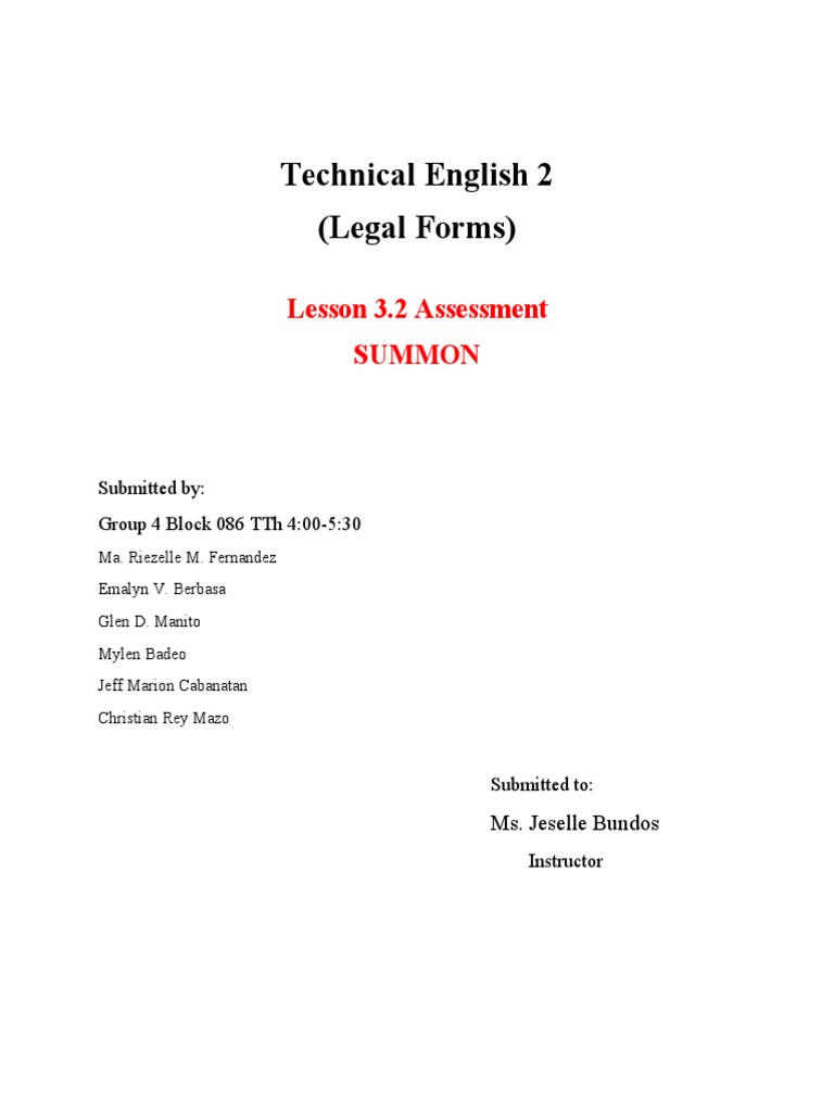 Technical English 2 Assesment 3.2 | PDF | Complaint | Lawsuit
