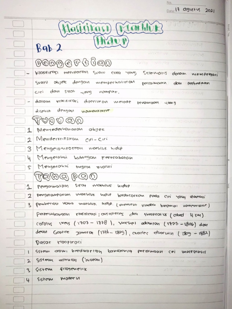 Rangkuman Klasifikasi Makhluk Hidup ? | PDF