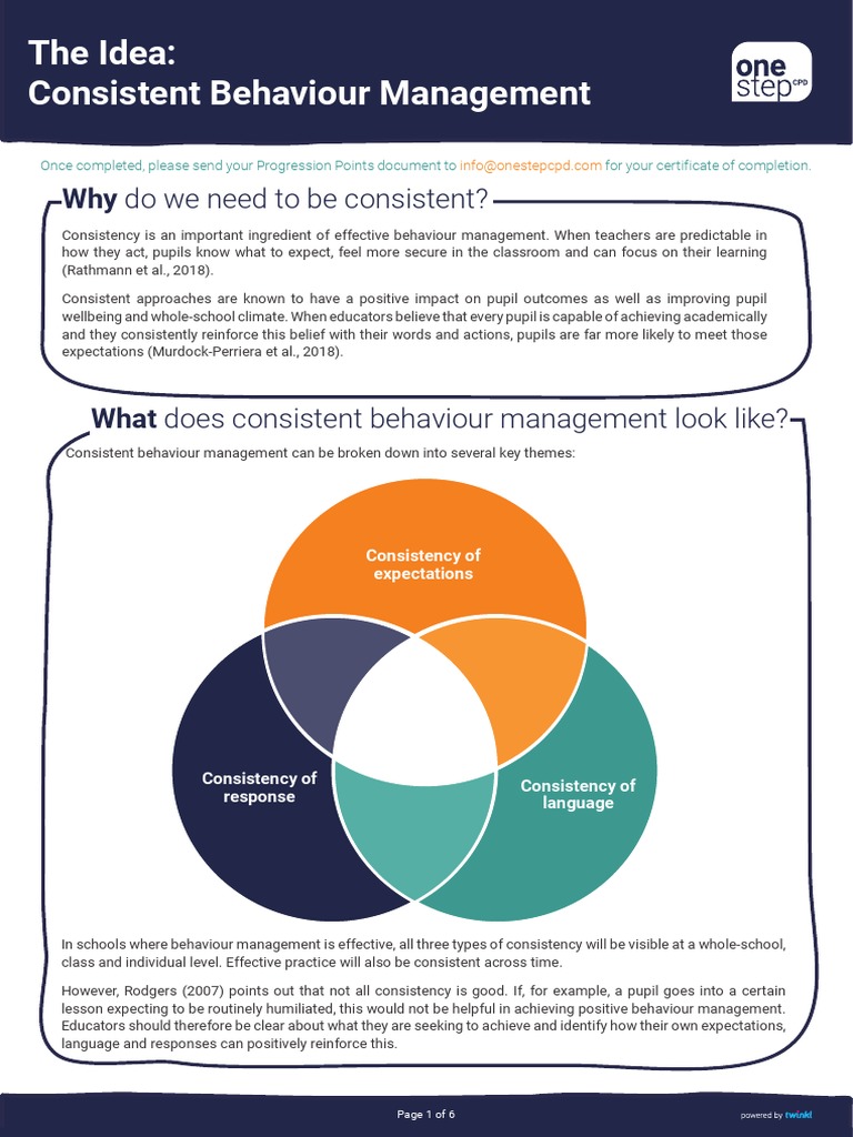 Consistent Behaviour Management Pdf Teachers Psychology