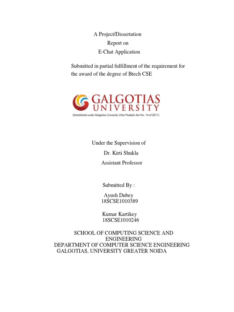 E-Chat Application Project Report | PDF | Computers