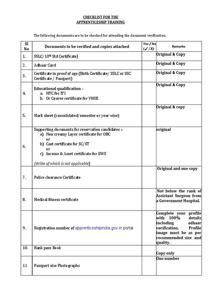 Apprenticeship Document Checklist | PDF | Access Control | Authentication