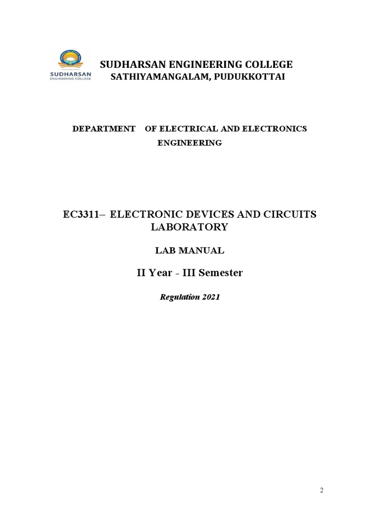 EC3311-Electronic Devices and Circuits Lab - Manual | Download Free PDF | Bipolar Junction ...