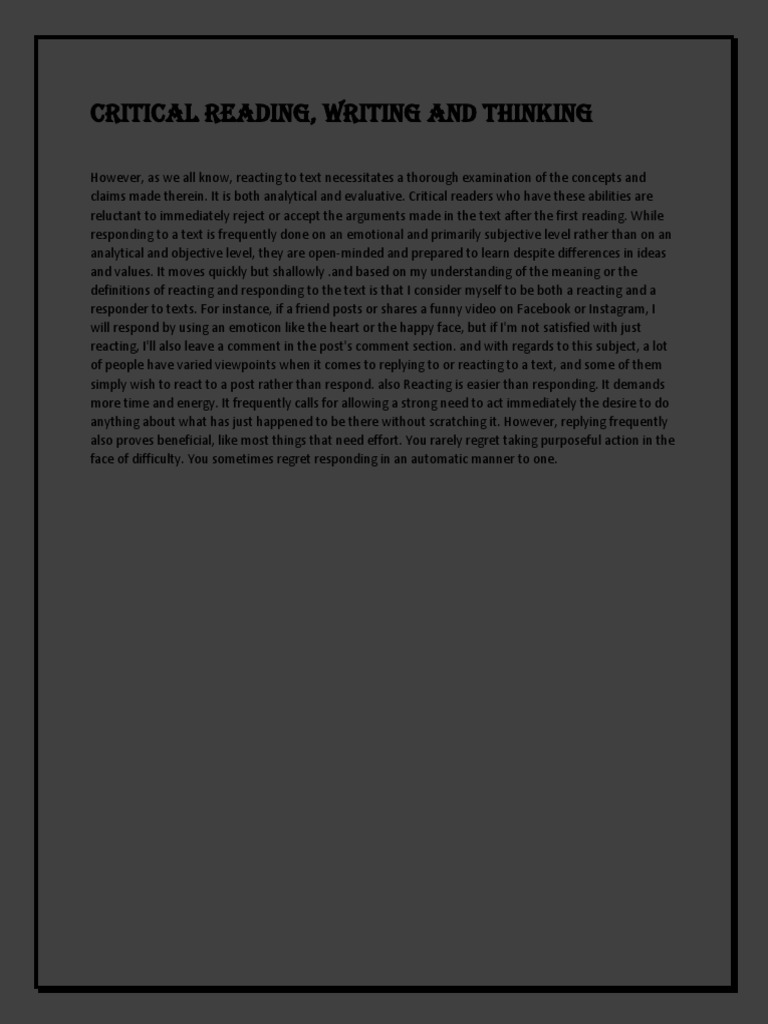 Reacting Vs Responding Act Pdf