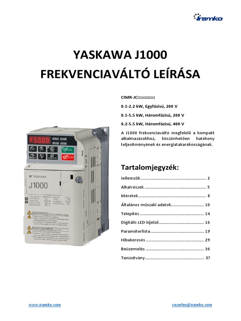 Yaskawa Omron J1000 V1 | PDF