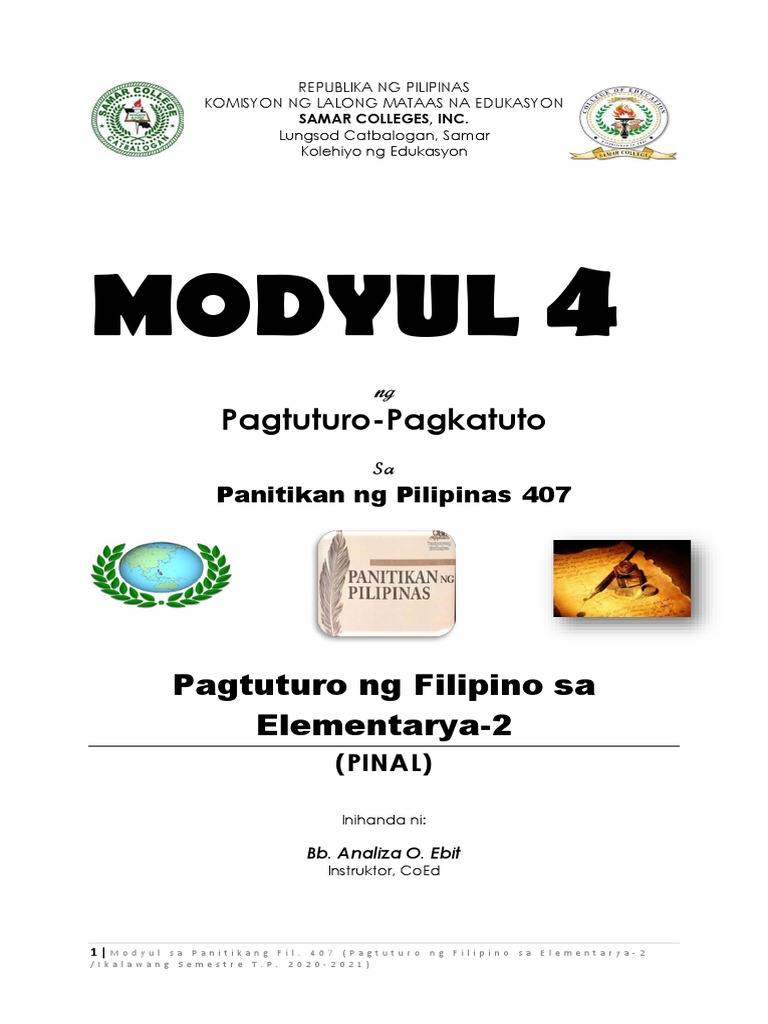 Pinal Modyul Sa Pagtuturo NG Filipino Sa Elementarya 2 | PDF