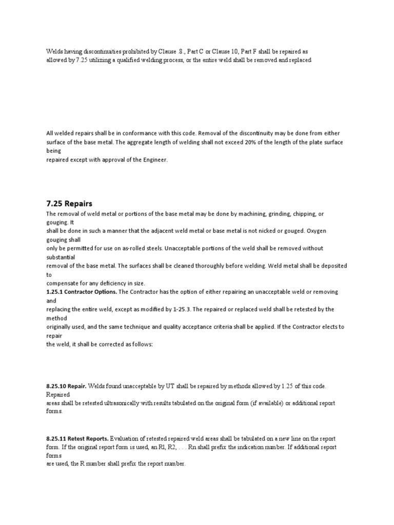 Weld Repair AWS D1.1 | PDF | Welding | Construction