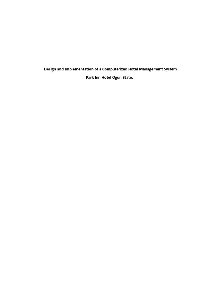 Design and Implemention of Computerized Hotel Management System | PDF ...