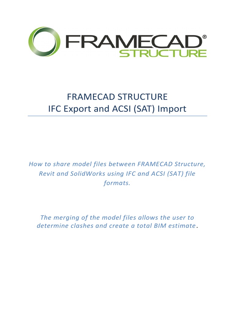 Framecad Structure Ifc and Acis Training Manual | PDF | Autodesk Revit | Computer File