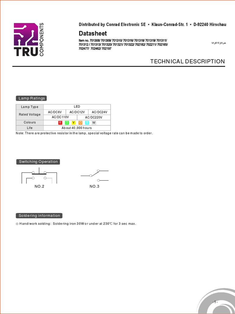 Metal Pushbutton Switches Datasheet | PDF | Tools | Building Engineering