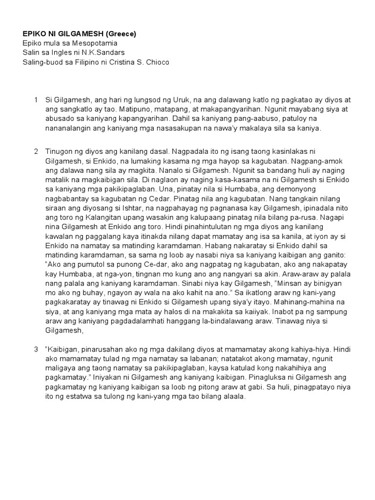 Epiko Ni Gilgamesh | PDF
