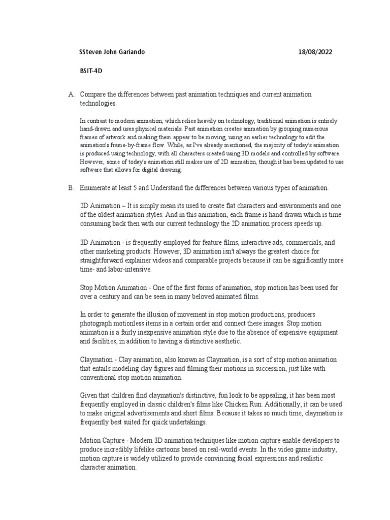 Gariando - 4D - Assignment #1 | PDF | Animation | 3 D Computer Graphics