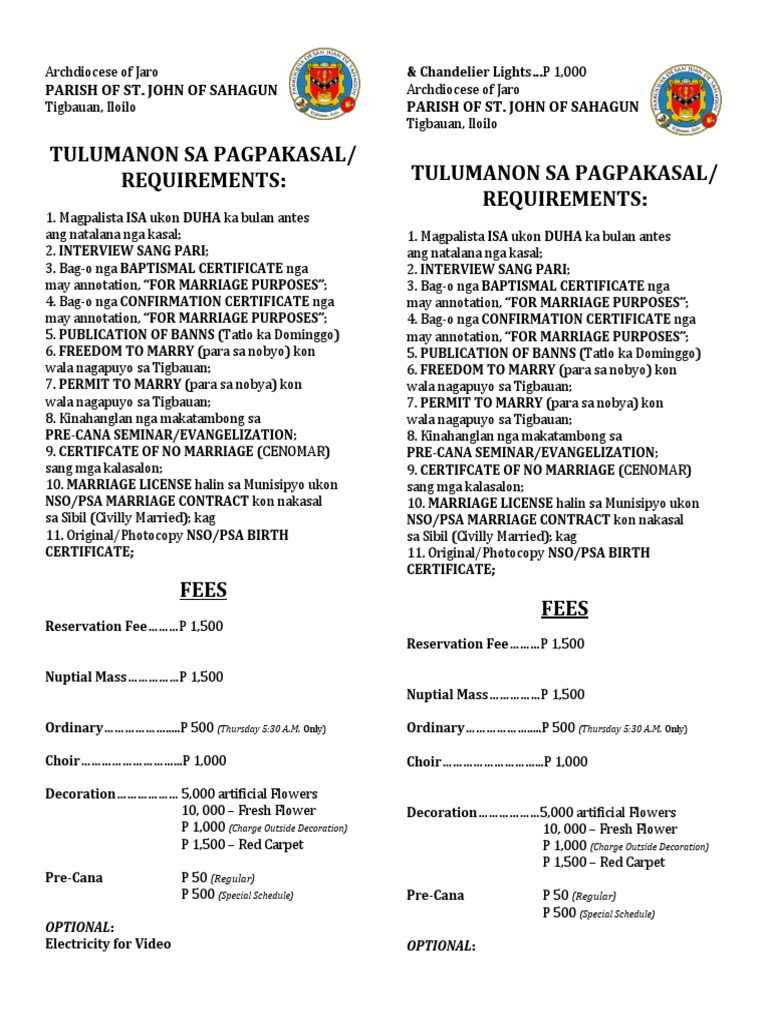 Tulumanon Sa Pagpakasal-Requirements Sa Kasal.2 | PDF