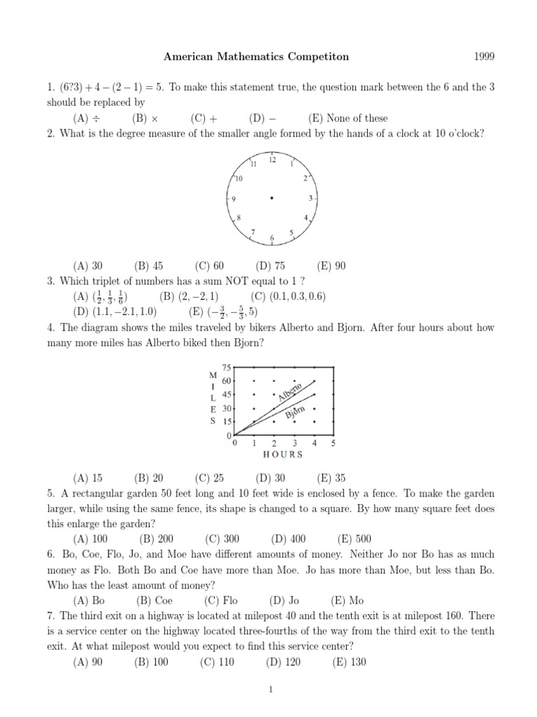 Amc8 1999 | PDF | Mathematics