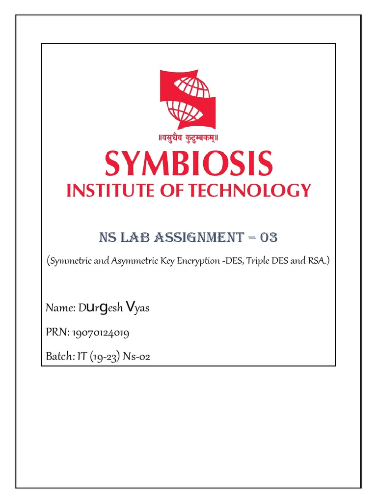 NS LAB 03 - 19070124019 - Durgesh Vyas | PDF | Cryptography | Encryption