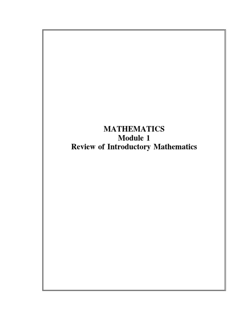 1-Math Module 1-Review of Introductory Mathematics | PDF | Division ...