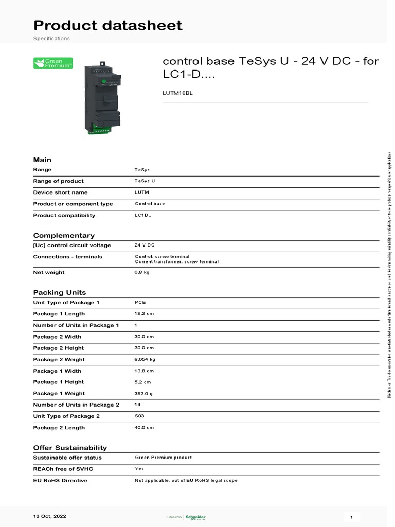 TeSys LUTM - LUTM10BL | PDF