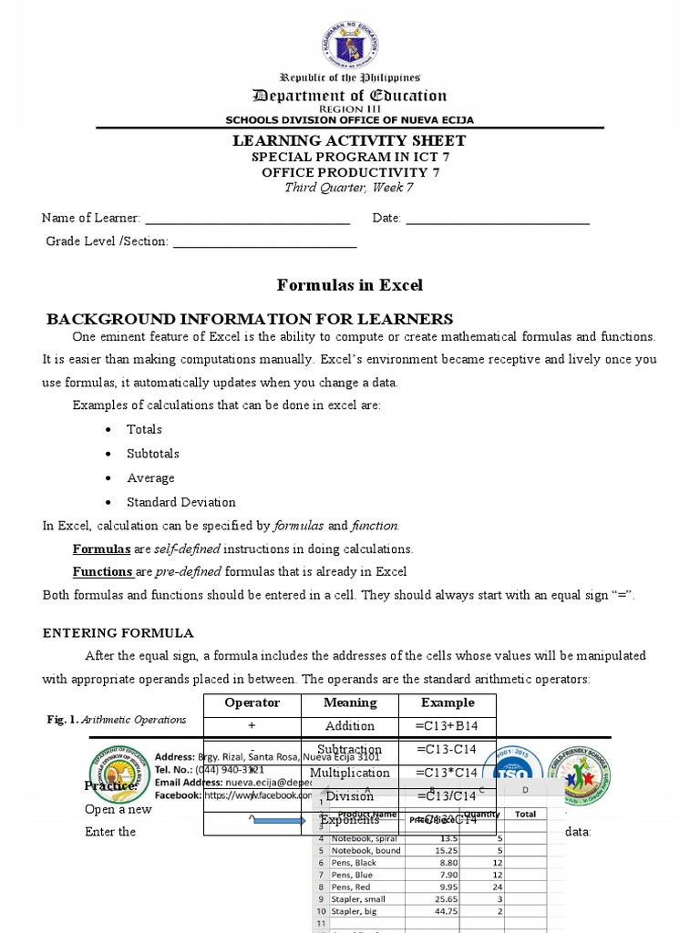 Formulas Cathy Talens-1 | PDF | Microsoft Excel | Function (Mathematics)