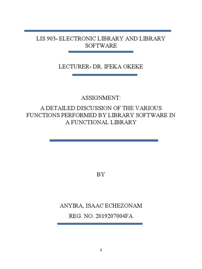 LIS 902 assignment | PDF | Libraries | Computer Hardware