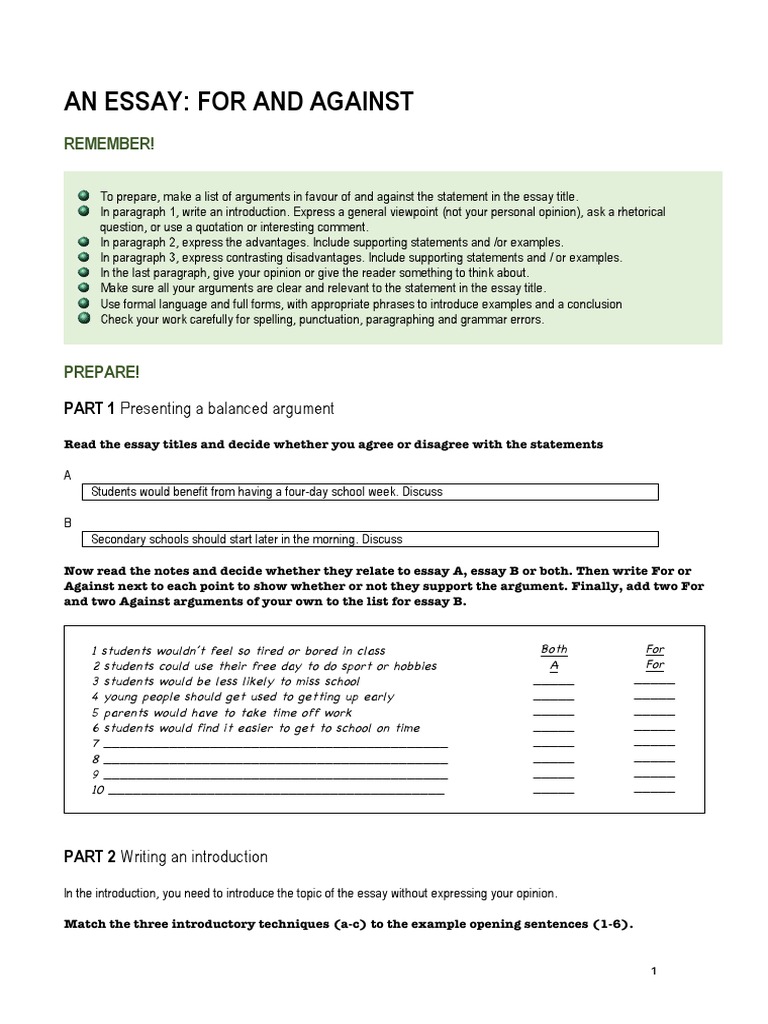 AN ESSAY - B2 - Exercises | Download Free PDF | Essays | Ellipsis